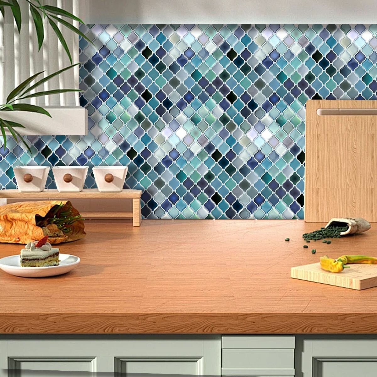 Стеновые панели, для ванной комнаты, кухни, самоклеящиеся, 25х21.3см, 5шт