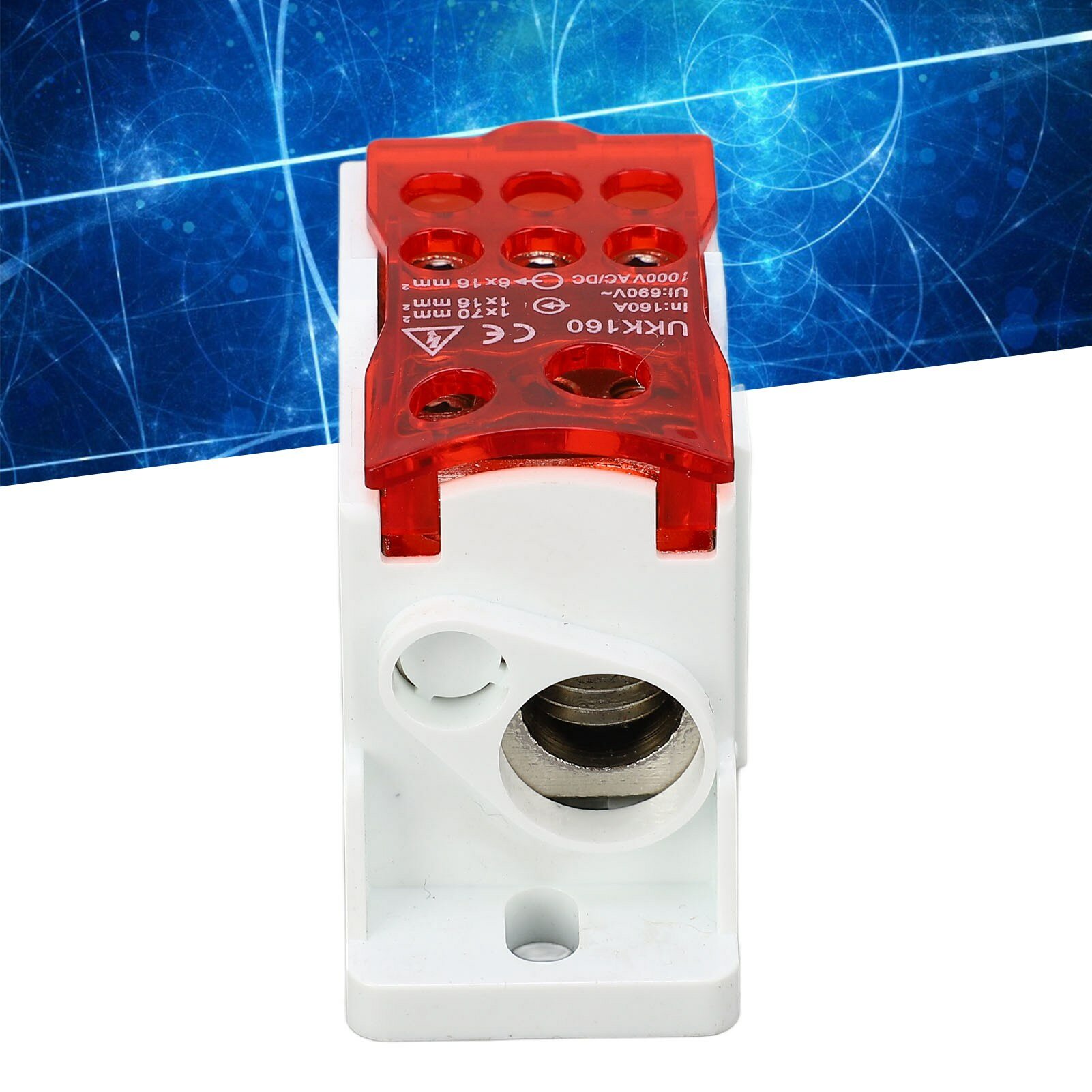 Распределительный терминал box 690V 160A DIN Rail блок токопроводящий разъемный box для электроэнергетики синий 1x70mm² 1x16mm² входящая линия 6x16mm² выход