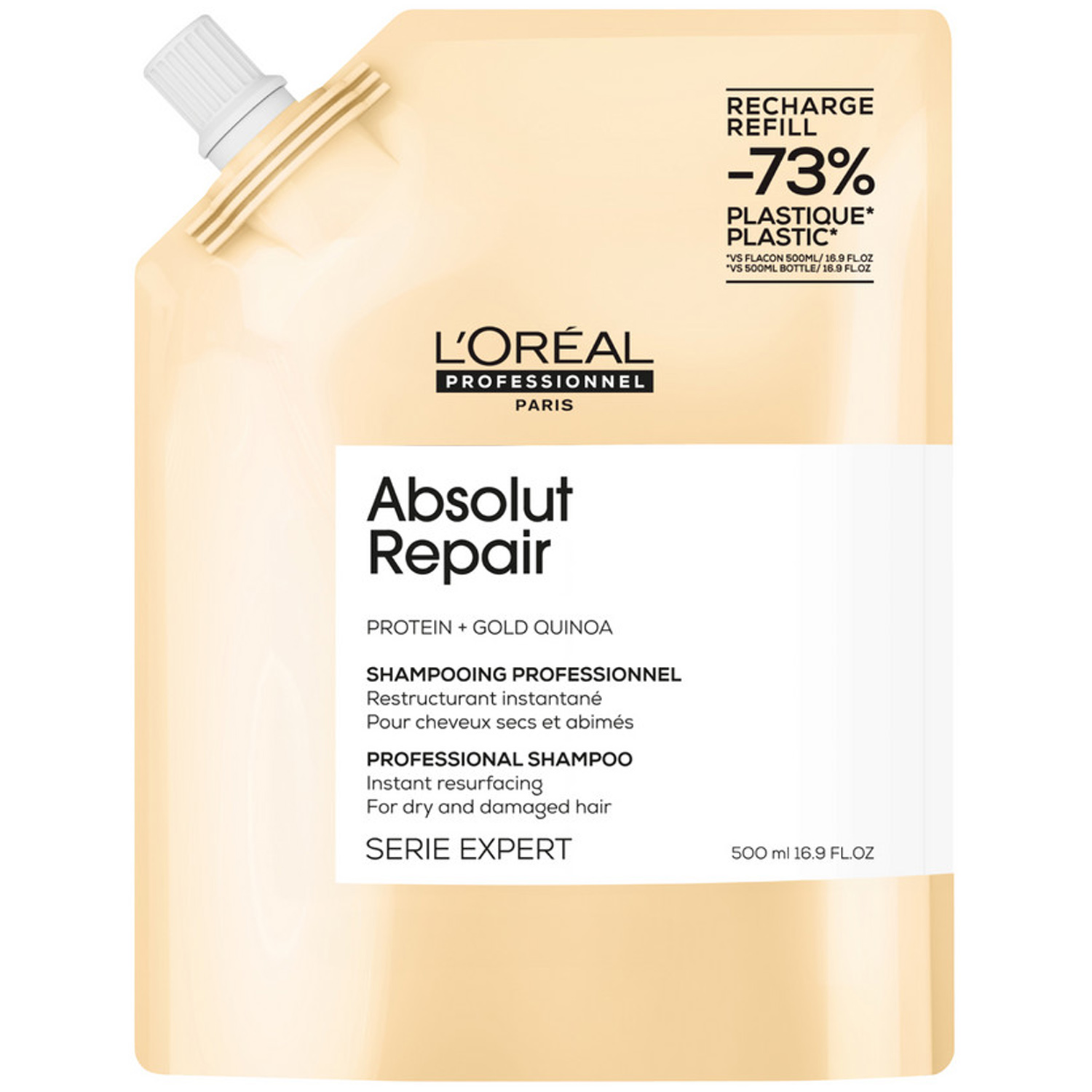 Loreal Absolut Repair Shampoo Refill - Шампунь для восстановления поврежденных волос 500 мл (Мягкая упаковка)