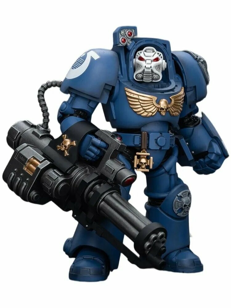 Xiaomi YouPin Подвижная фигурка 1/18 JOYTOY Warhammer 40K Ultramarines Terminator Squad Terminator with Assault Cannon, Коллекция игрушек на день рождения LingXi toys
