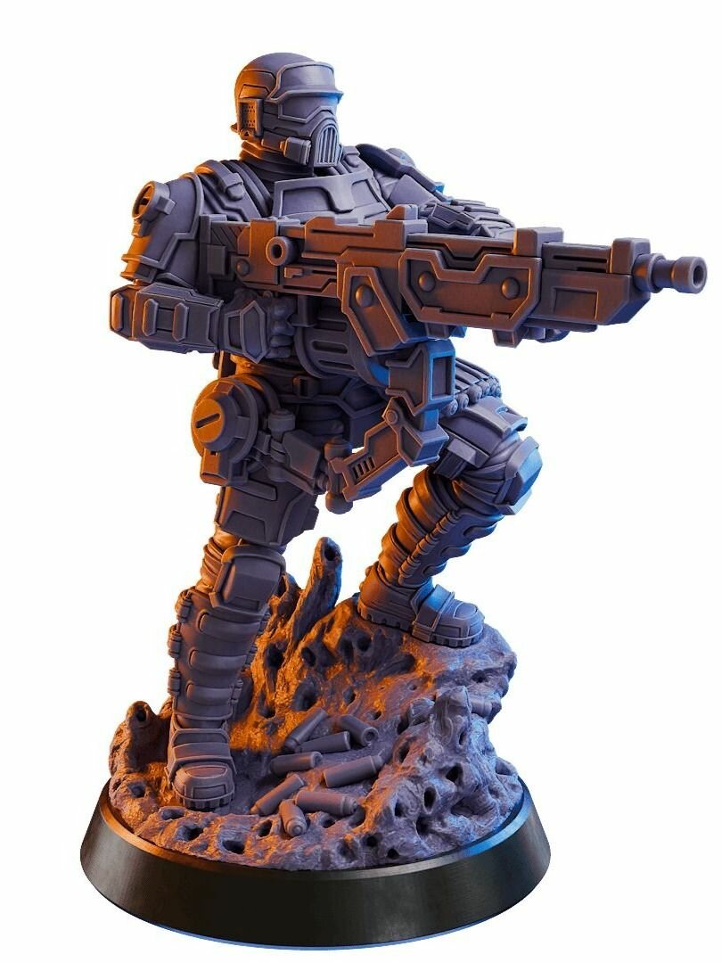 Космический пехотинец с оружием, игровая фигурка для раскрашивания (высота 45мм) Фэнтези Sci-fi миниатюра