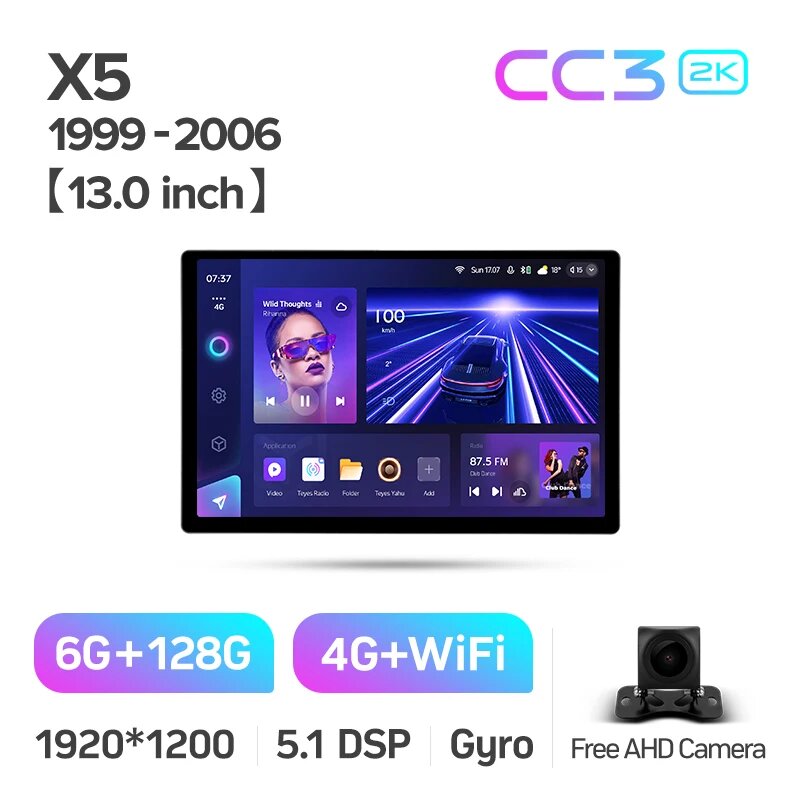 TEYES Тиайс CC3 2K Штатная магнитола For БМВ Х5 For BMW X5 E39 E53 1999 - 2006 до 8-ЯДЕР, до 6 + 128ГБ 27EQ + DSP автомагнитола 2 DIN DVD GPS android 10 мультимедиа автомобиля головное устройство 13.0 X5 CC3 2K 128G