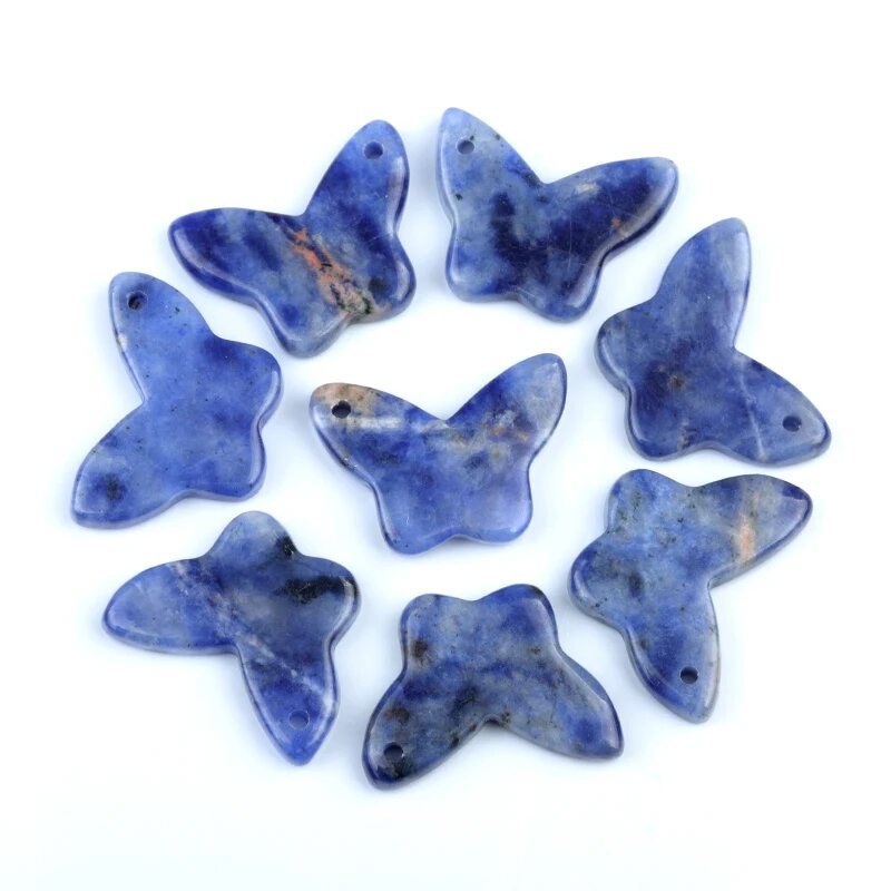 Подвеска-бабочка из полудрагоценного камня 15x20 мм Синий, Sodalite
