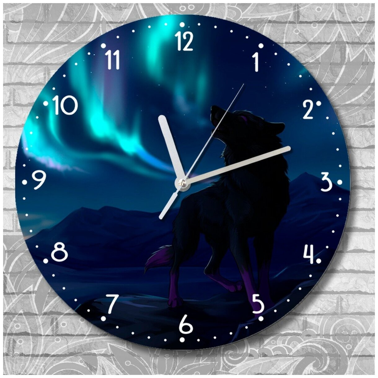 Настенные часы УФ животные фэнтези волк полярная ночь - 3088