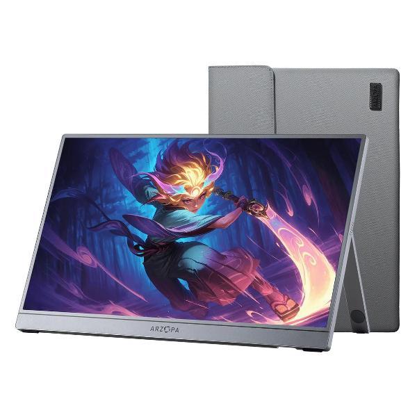 ARZOPA 16.1" Монитор портативный Z1FC 1080p 144Hz с защитным чехлом, серый, светло-серый
