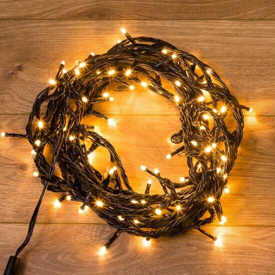 Гирлянда Neon-night Твинкл Лайт 20 м, 200 LED теплый белый, черный ПВХ, IP65, динамика, 230В соединяется (303-146)