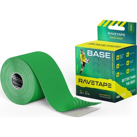 Кинезиотейп Ravetape BASE 5X5 — Зеленый (GREEN)
