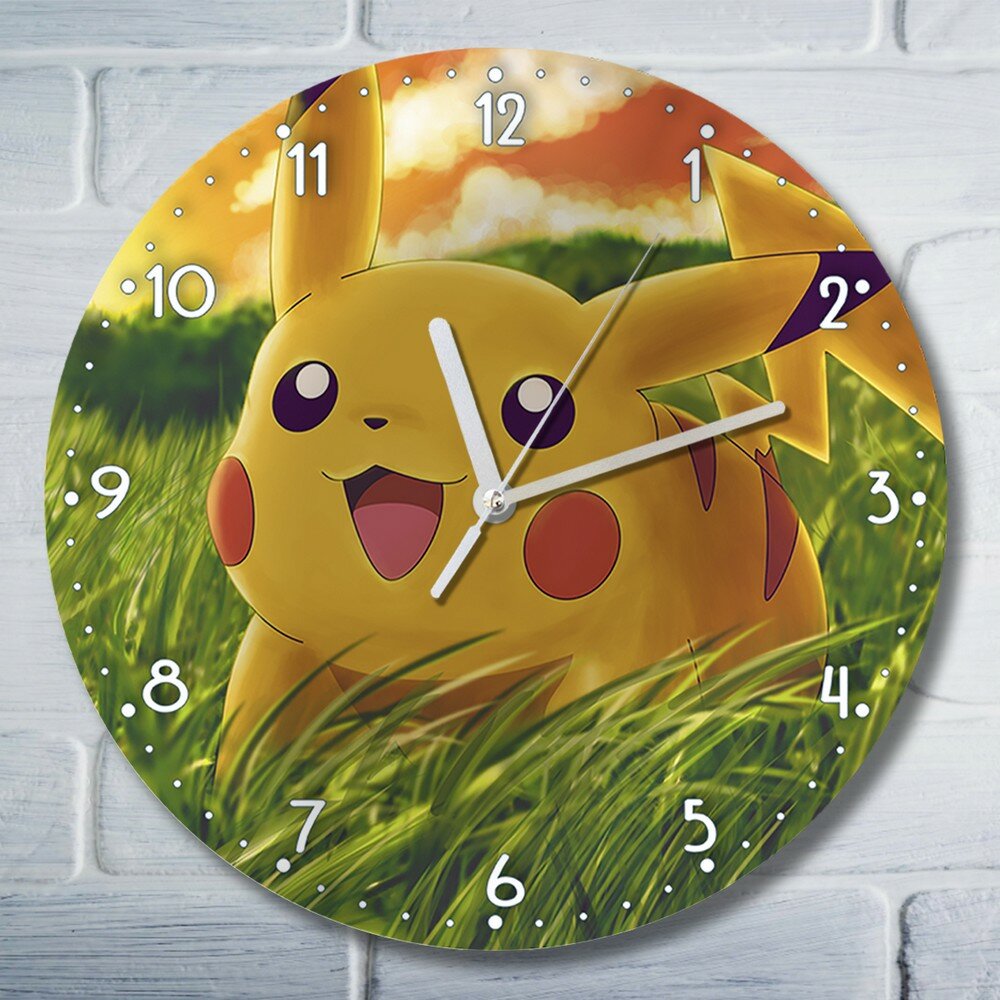 Настенные часы УФ "аниме покемон (Scarlet и Violet, пикачу, чармандер, сквиртл) - 10412"