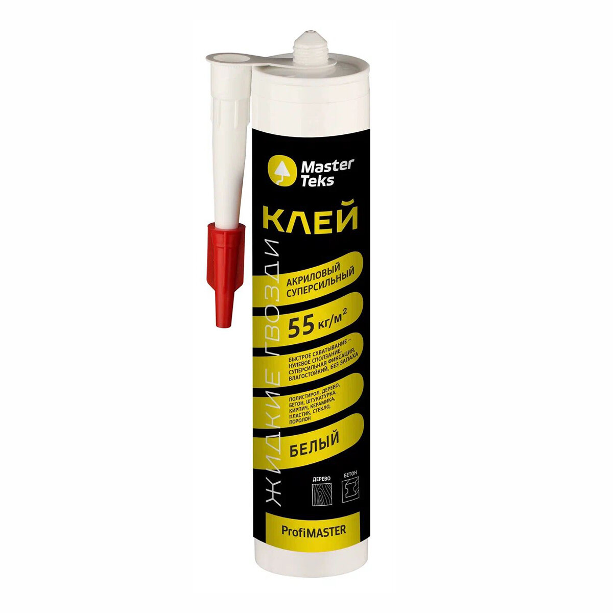 Клей акриловый MasterTeks PROFIMASTER, суперсильный, 430 г, белый, 55 кг/м2