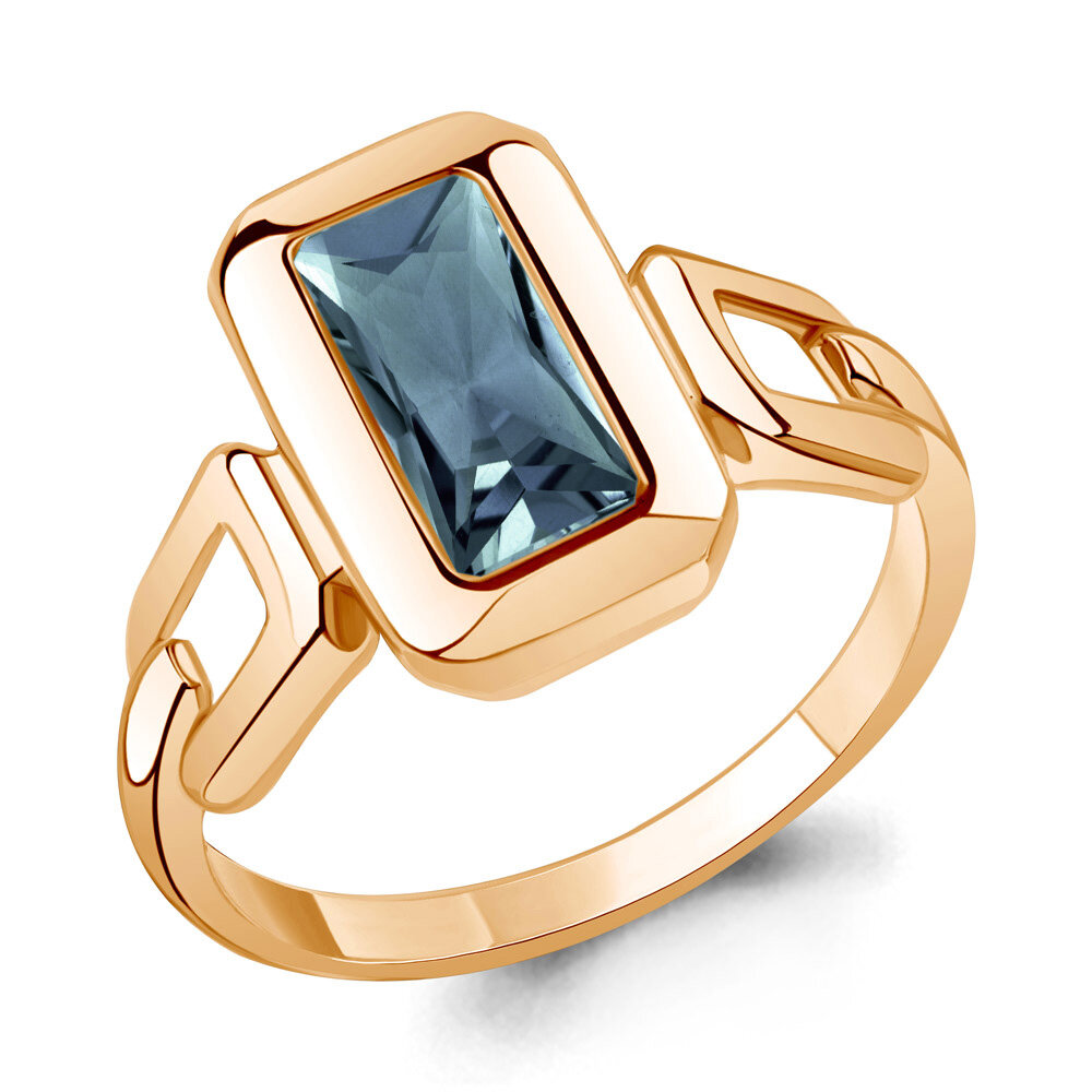 Кольцо, серебро, 925 проба, родирование, золочение, топаз, Лондон топаз, топаз синтетический