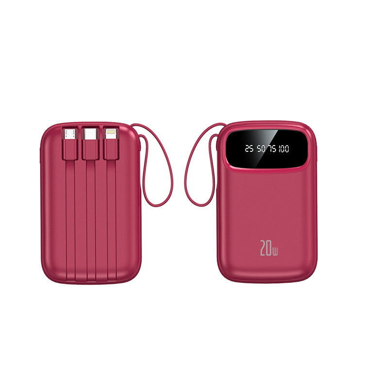 3C сертифицированный новый мини-супер большой емкости 20000mAh супербыстрый зарядный power bank со встроенным кабелем мобильный источник питания