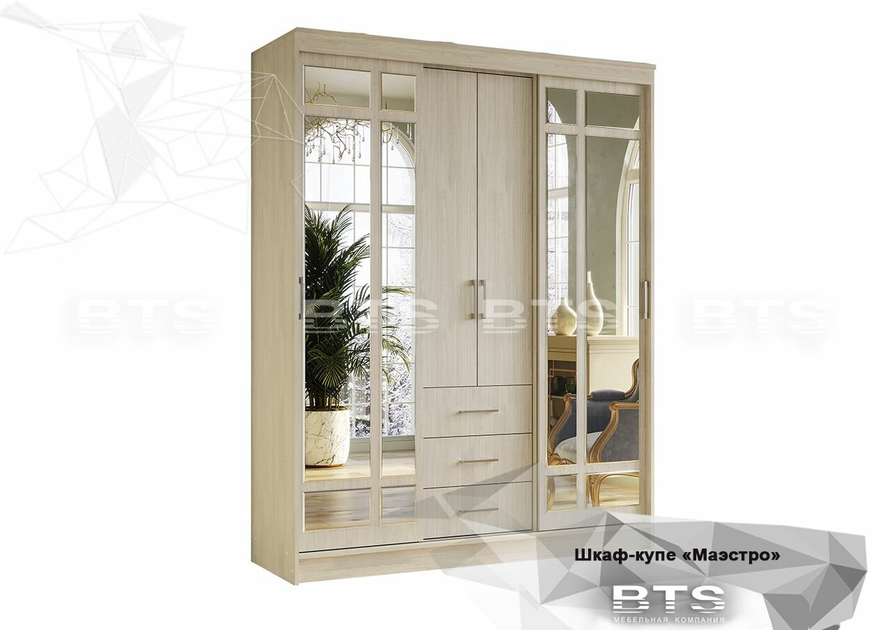 Шкаф-купе БТС Маэстро, ЛДСП/зеркало, 170 см х 59 см x 220 см