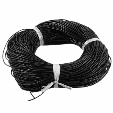 Шнур кожаный, около 1.6-2мм, черный, 5 метров