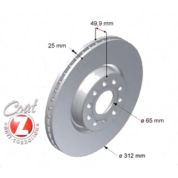 ZIMMERMANN 100.3300.20 (1K0615301AA / 561615301 / 5C0615301B) диск торм Audi (Ауди) a1 / a3 / q3 / Seat (Сеат) leon