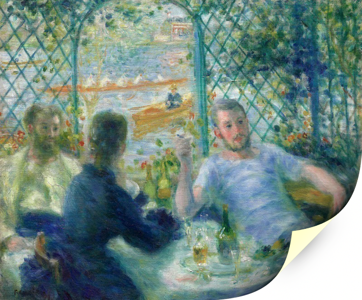 "Обед гребцов", Ренуар П, картина для интерьера (репродукция) (40х33 см / без подрамника)