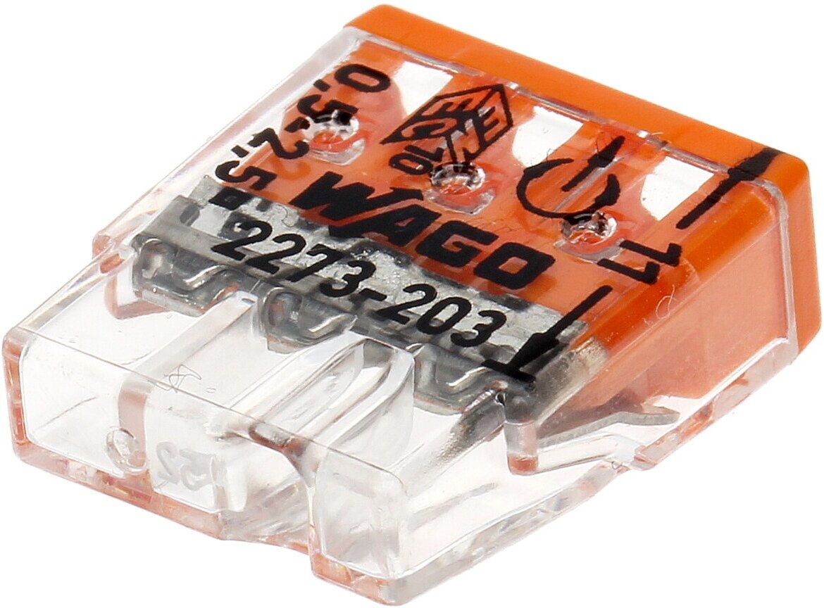 Клемма WAGO Оригинал 3-проводная 2273-203 (0,5-2,5 мм2, без пасты) 10 шт.