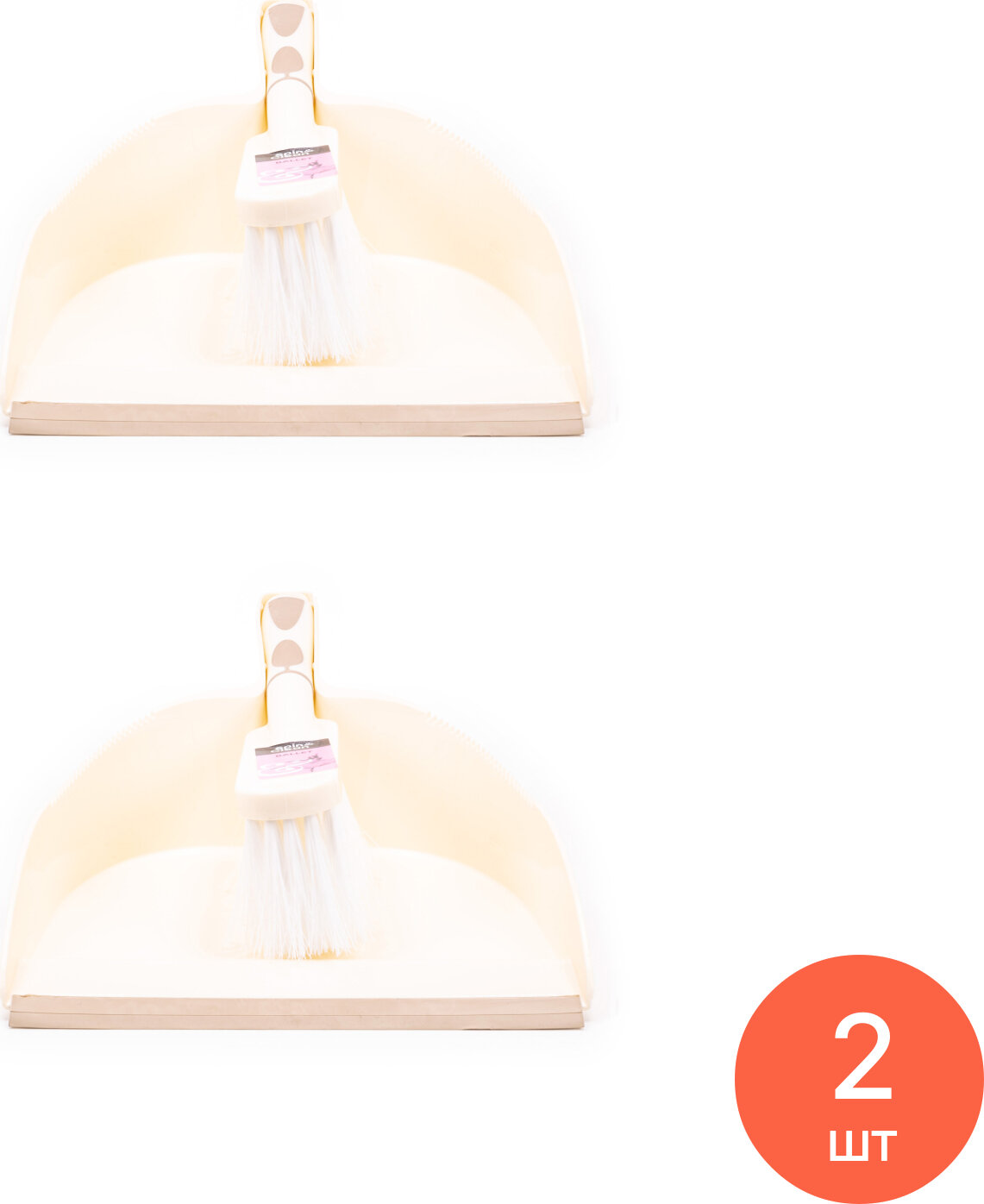 Щетка для уборки Spin&Clean / Спин энд Клиан Ballet с совком с антискользящей ручкой, пластик, бежевый, колодка 215мм / метелка (комплект из 2 шт)