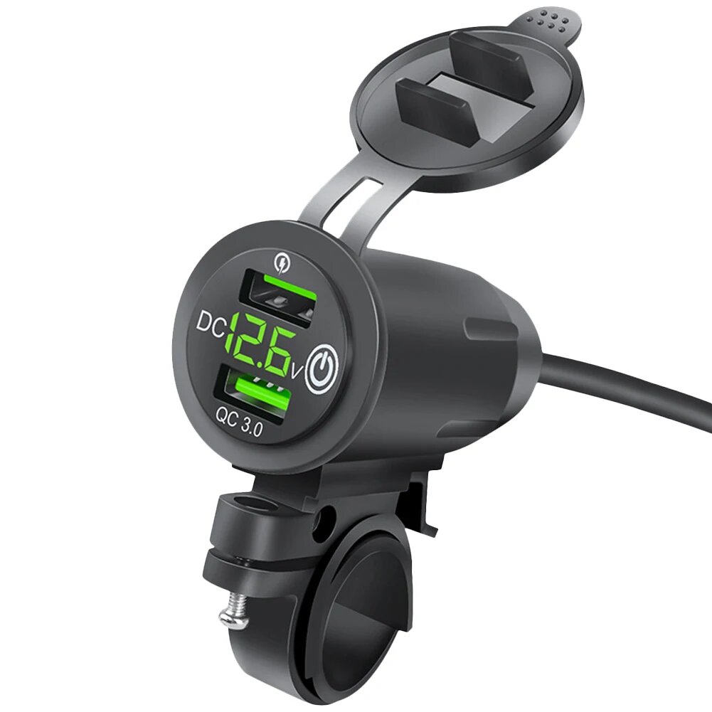 USB-зарядка на руль мотоцикла, 12-24В, 2 порта, зеленый