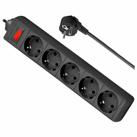 2 шт. Сетевой фильтр DEFENDER ES, 5 розеток, 1,8 м, черный, 99484