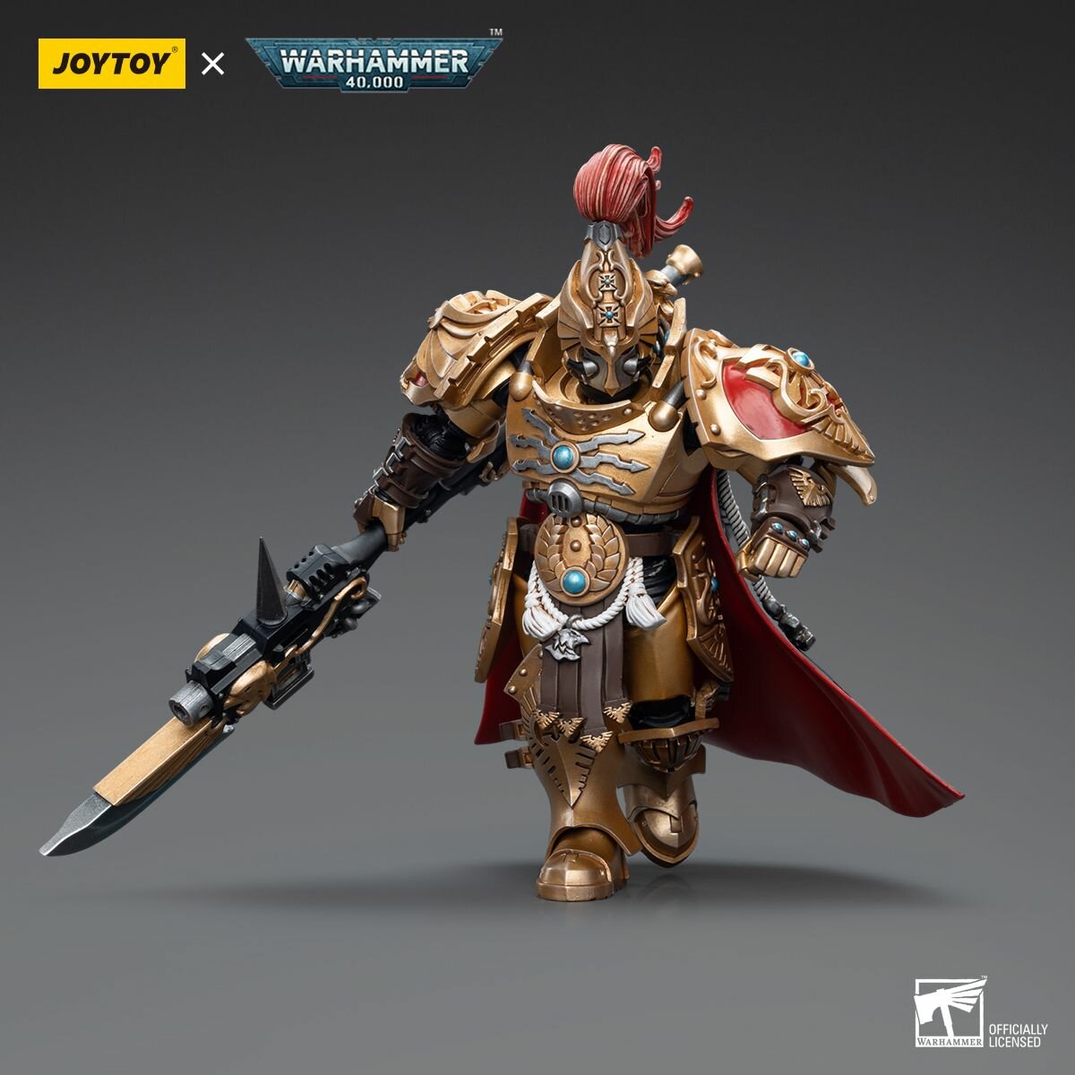 Подвижная фигурка JOYTOY Warhammer 40k 1:18 Adeptus Custodes Shield Captain with Guardian Spear Подарочная модель