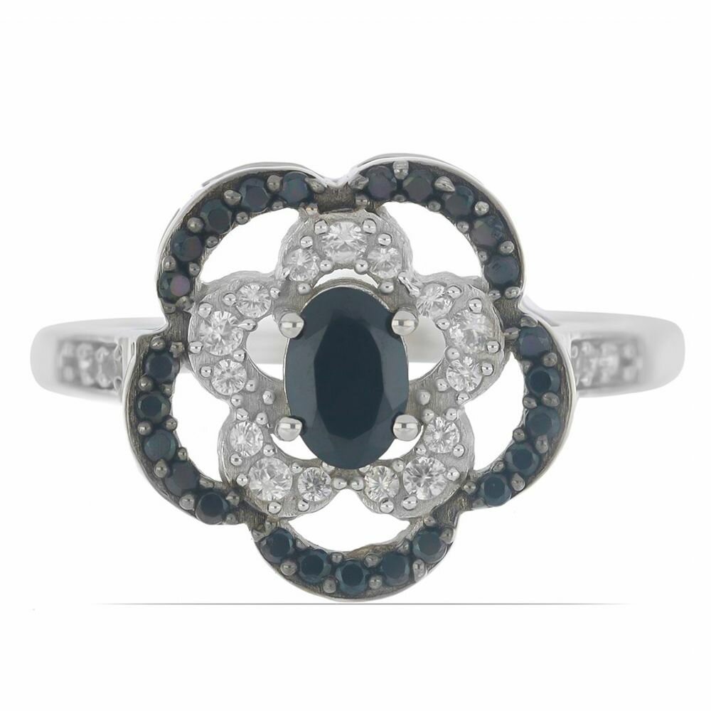 Кольцо, серебро, 925 проба, родирование, шпинель, фианит