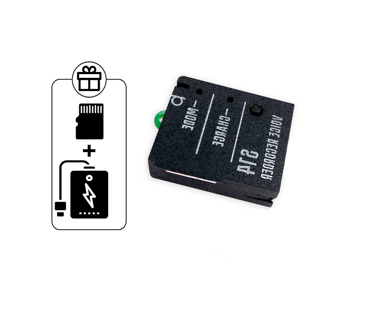 Диктофон Soroka 14 (мод.3) (P21974ROS) с датчиком звука и активацией голосом + подарки (microSD 32ГБ и Power Bank 10000 mAh) - миниатюрный диктофон,