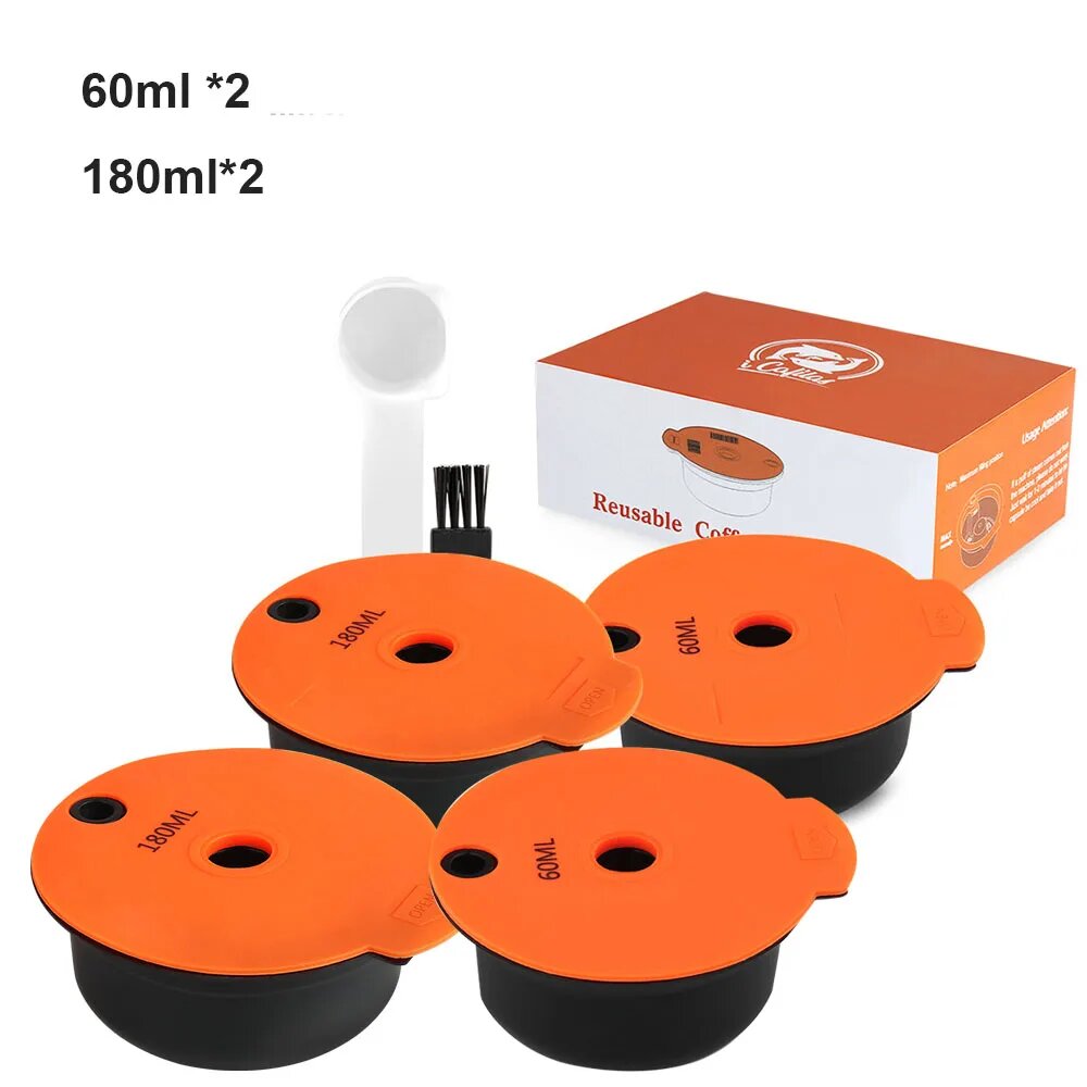 Многоразовые кофейные капсулы iCafilas для Tassimo BOSCH-s Оранжевый, 180ml-2 60ml-2