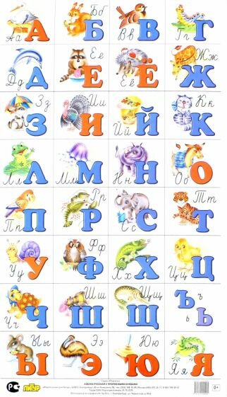 Обучающий плакат Литур Азбука русская с прописными буквами. 205х340 мм. Малый формат