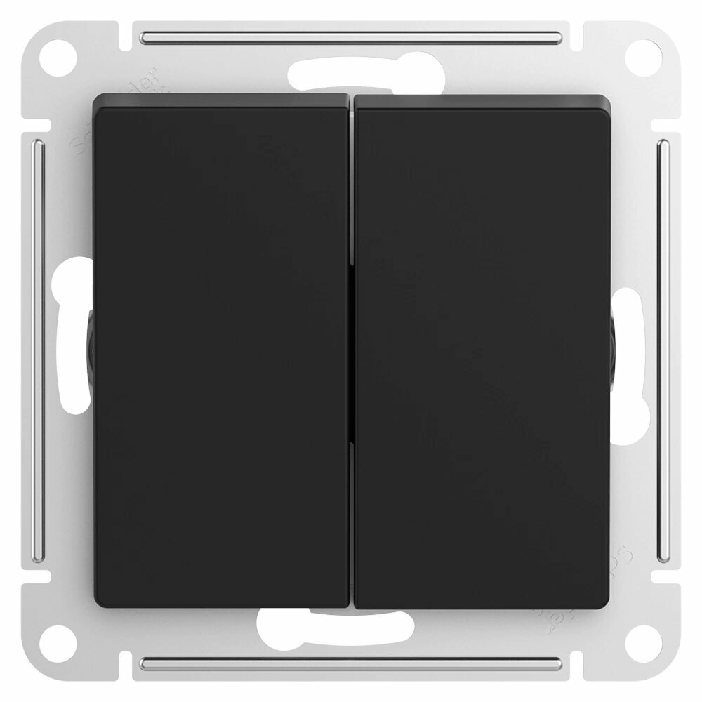 Выключатель двухклавишный Schneider Electric Атлас Дизайн AQUA IP44 без рамки карбон