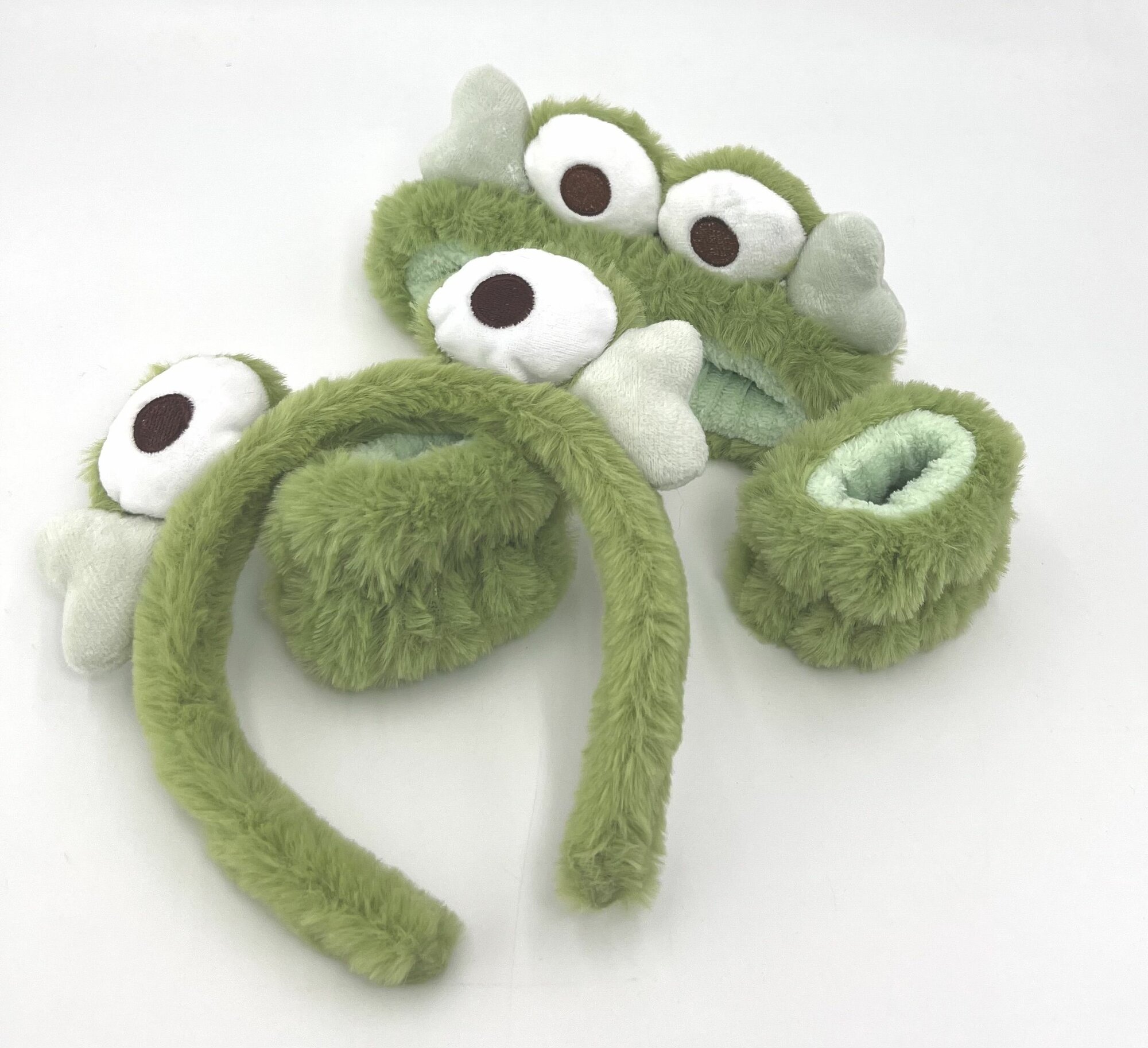 Повязка лягушка, ободок с глазками лягушки, повязки косметические для умывания