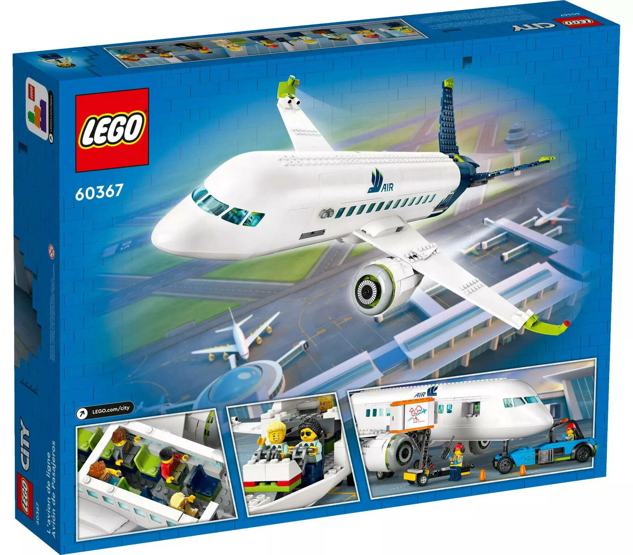 Конструктор LEGO City 60367 Пассажирский самолет, 913 элементов, 9 мини-фигурок