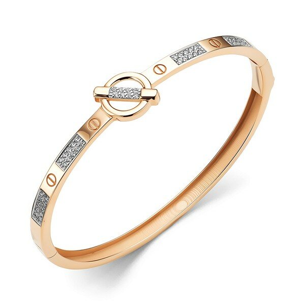 Браслет, красное золото, 585 проба, фианит