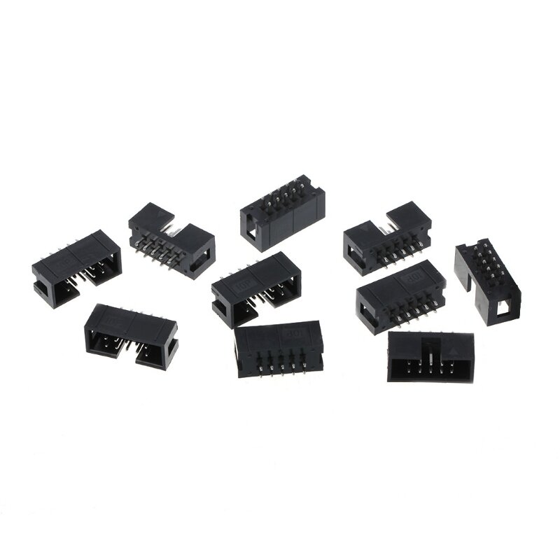 10 шт. DC3 10 Pin 2x5 IDC разъем прямой, Черный