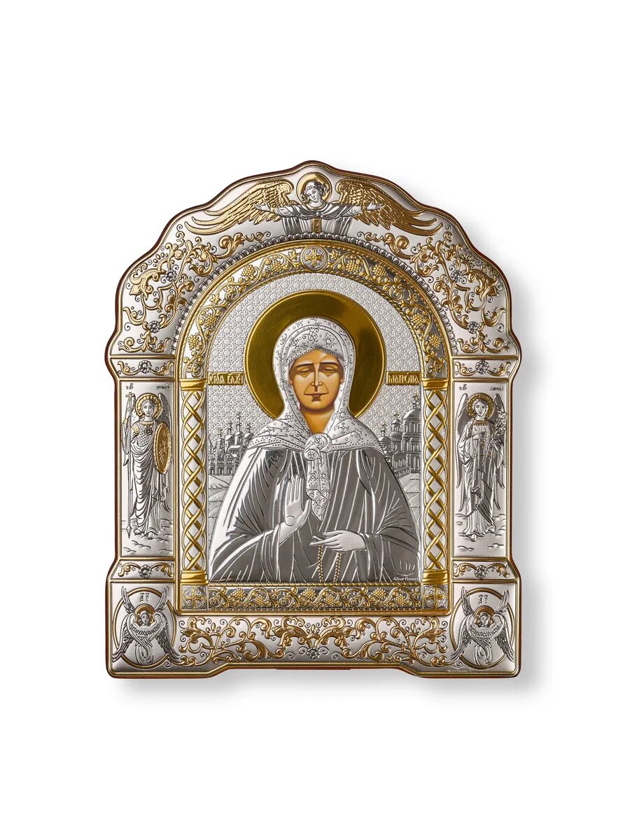Икона серебряная, греческая Матрона 206х270мм