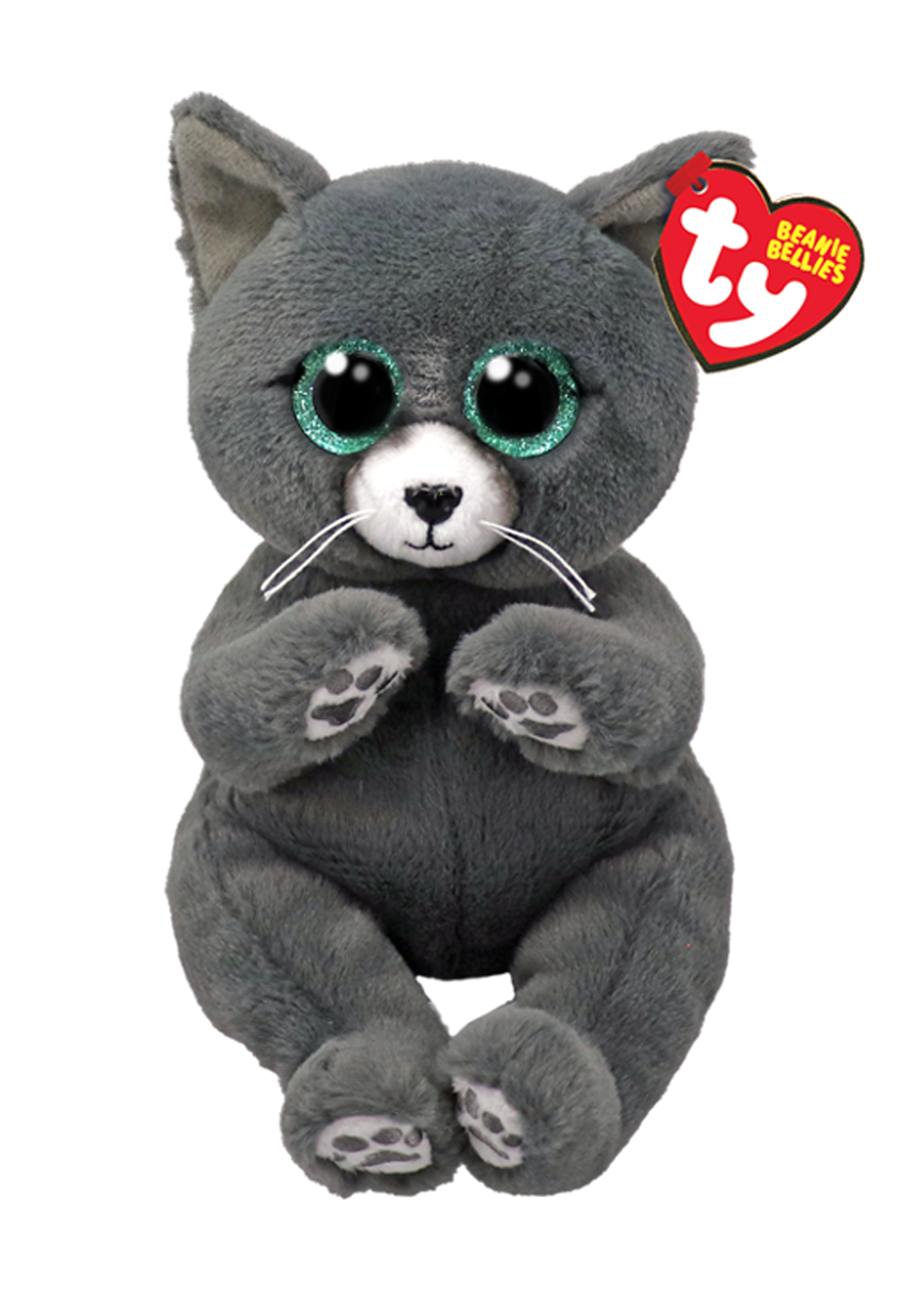 TY Мягкая игрушка Гримми серый котик, 15 см