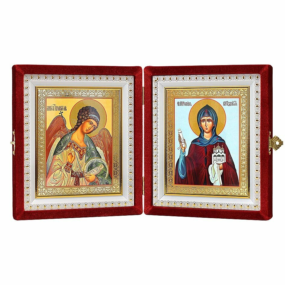 Складень именной "Преподобная София Суздальская - Ангел Хранитель (лик № 110)", размер ликов 10*12 см