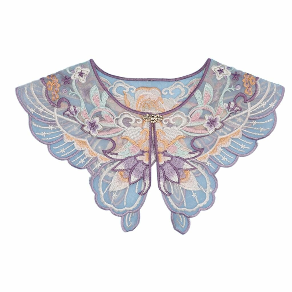 Накидка на плечо из органзы с вышивкой и застежкой пуговицы, китайская винтажная шаль накладным воротником для женщин, модный аксессуар