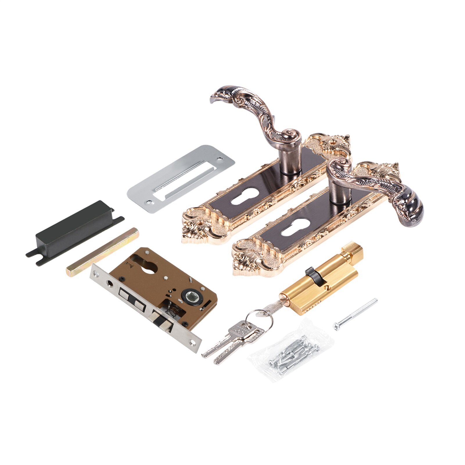 Винтажный дверной замок в европейском стиле, внутренний замок из алюминиевого сплава в стиле ретро, противоугонный дверной замок, прочный и безопасный для использования в домашнем офисе