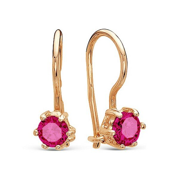 Серьги, красное золото, 585 проба, фианит