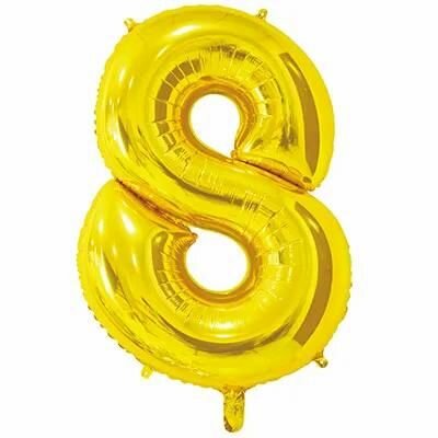Воздушный шар Веселая затея "Цифра 8", 66 см, Gold