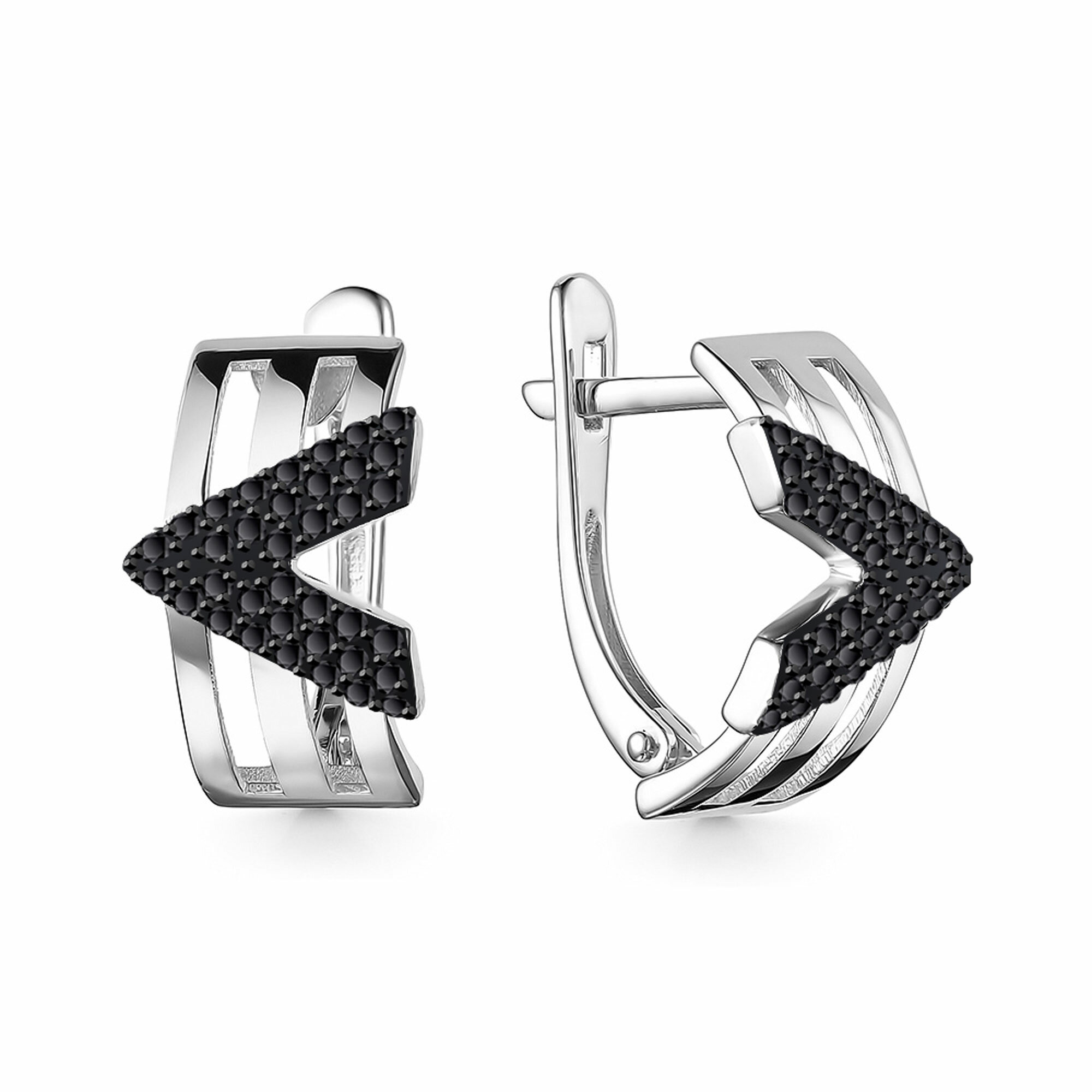 Серьги, серебро, 925 проба, родирование, фианит