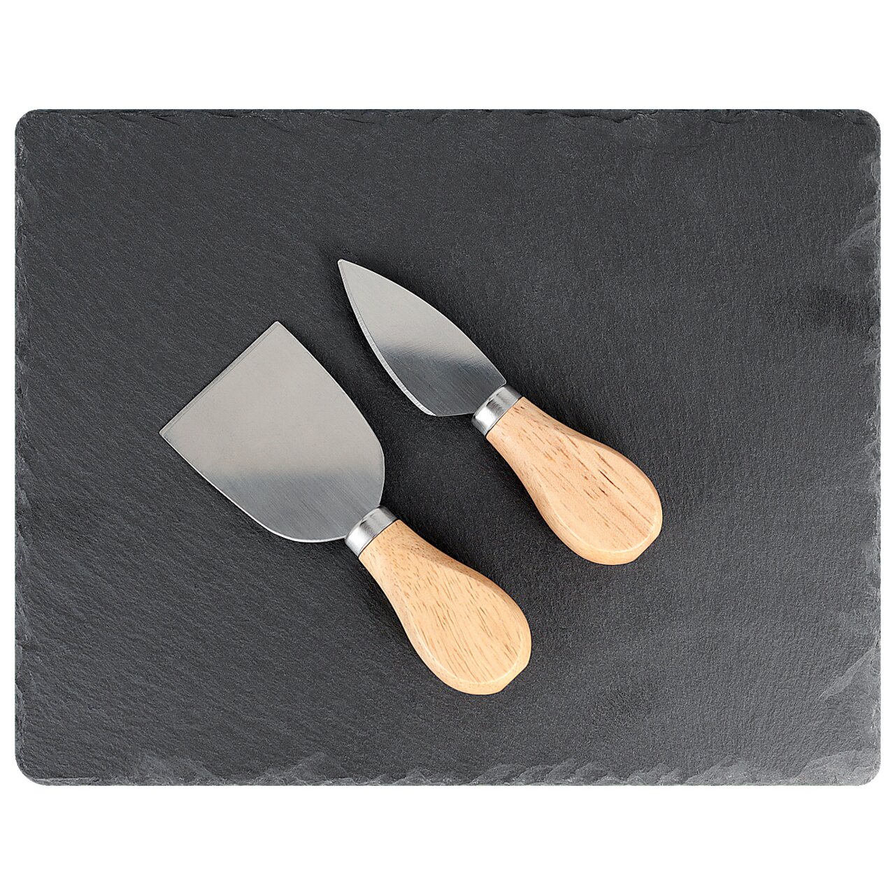 Набор для подачи сыра на деревянной доске с двумя ножами - удобная сервировка сыра