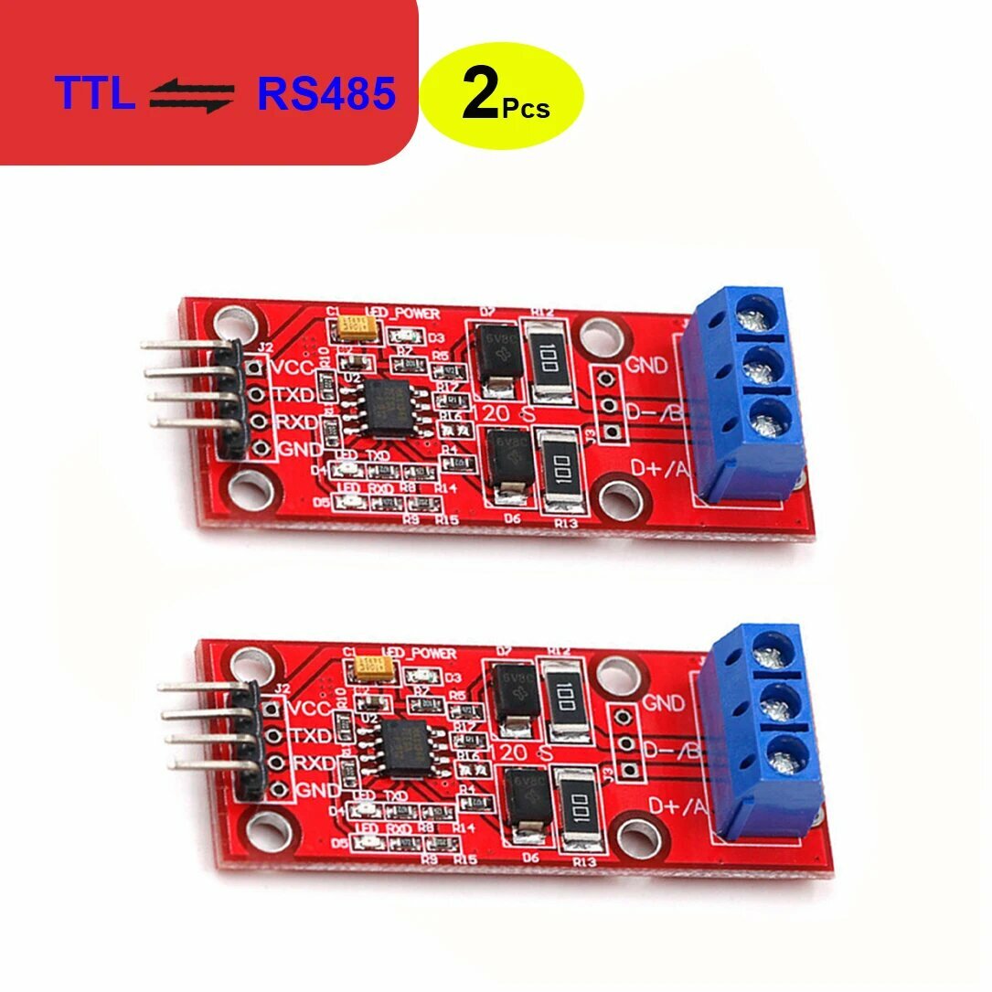 UART Последовательный TTL в RS485 RS 485 Преобразователь Модуль взаимного преобразования для связи на большие расстояния A B Turn TXD RXD TTL-RS485 -2 Pcs