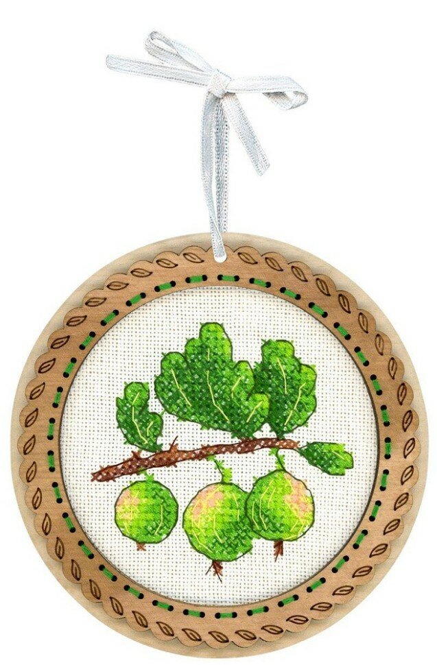 Набор для вышивания Щепка #О-130 Миниатюра. Дачные ягоды. Крыжовник, Счетный крест, 10 х 10 см