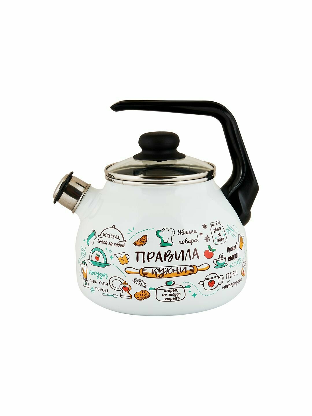 Чайник 3,0л со св. Правила кухни Appetite, металл.