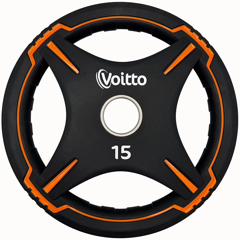 Диск TPU с 4-мя хватами Voitto V-303 15 кг, черный (d51)