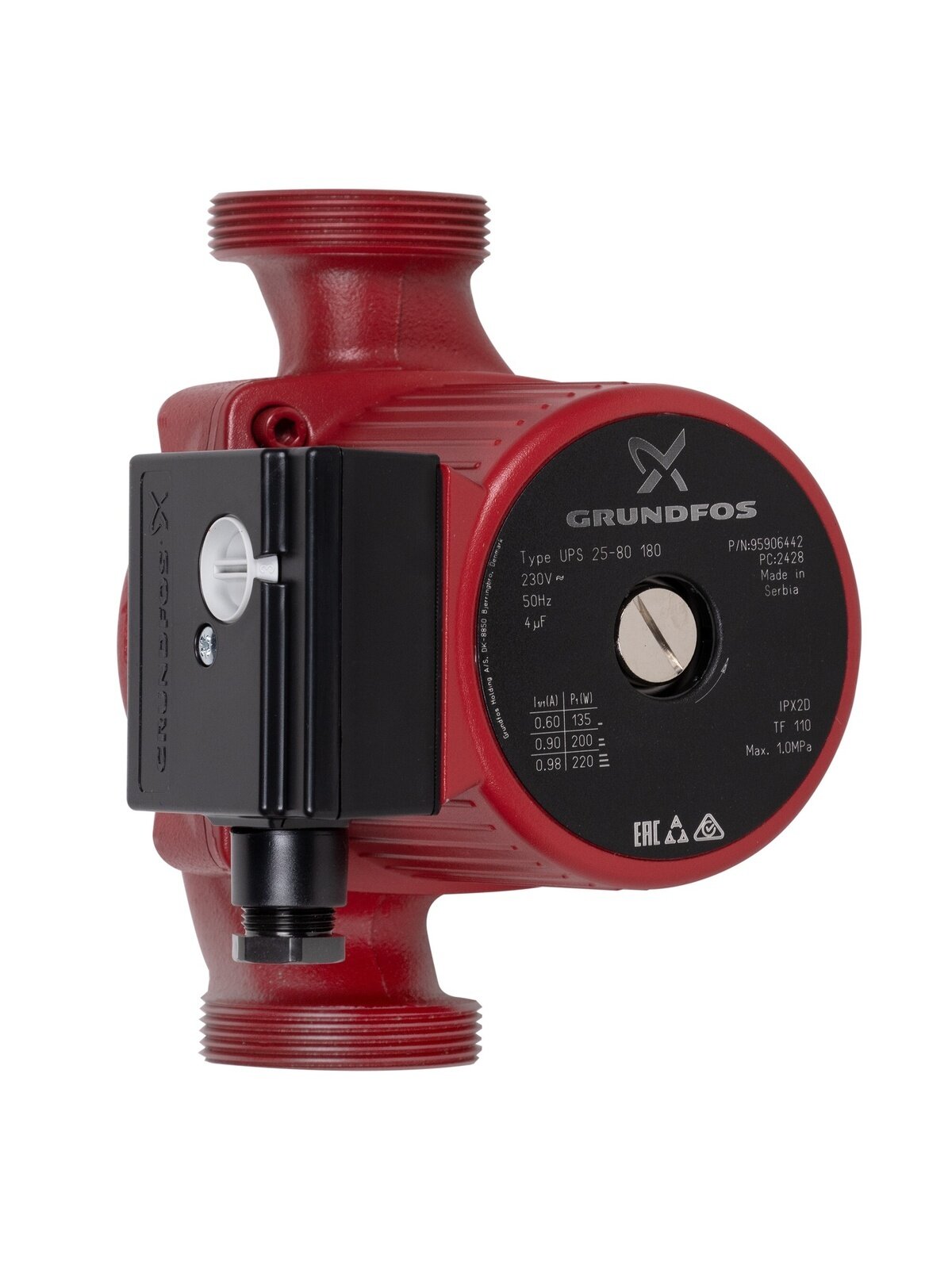 Насос циркуляционный GRUNDFOS UPS 25-80 EU, без гаек