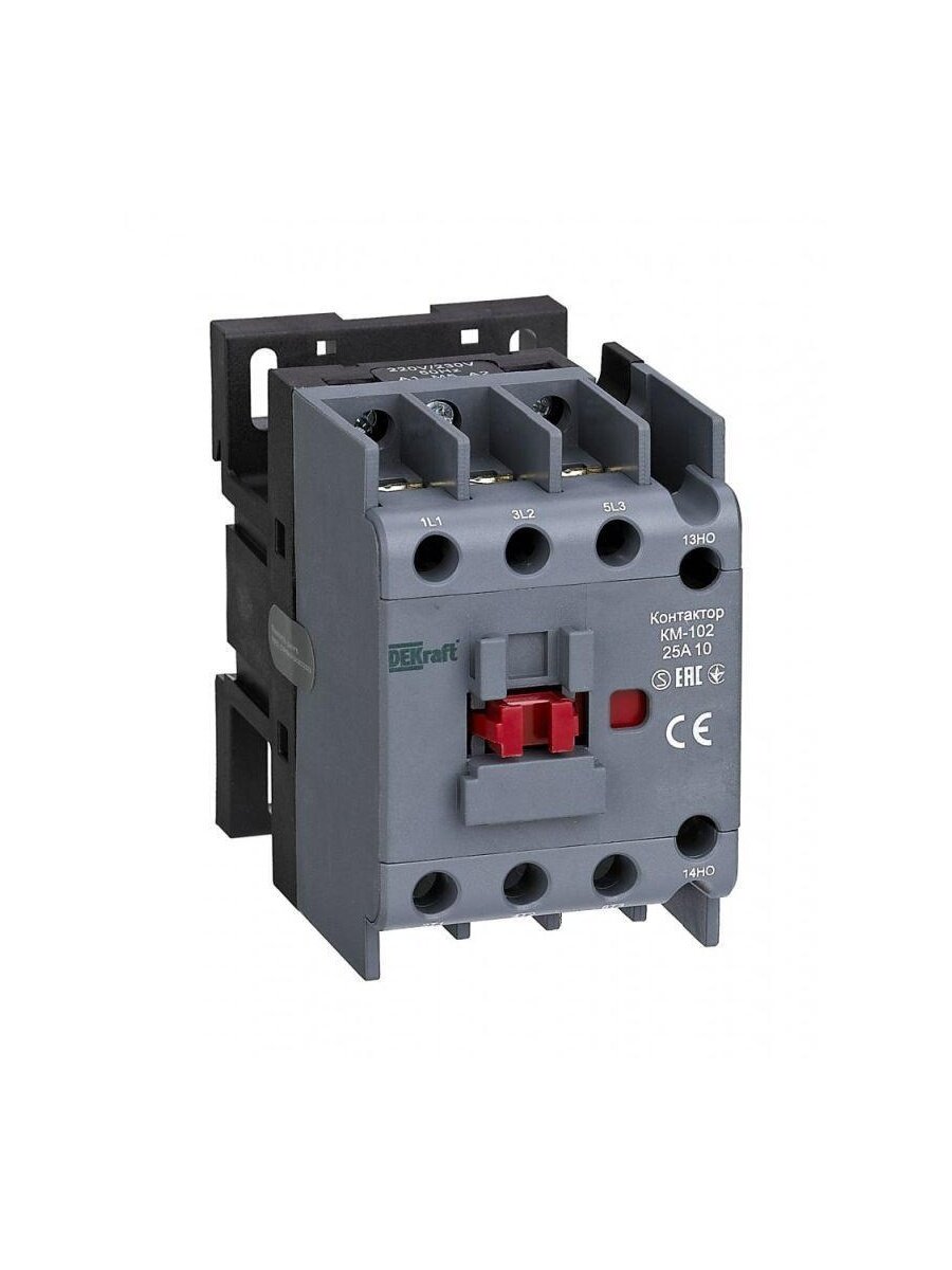 Контактор 25А 230В АС АС3 АС4 1НО+1НЗ КМ-102 DEKraft 21922DEK