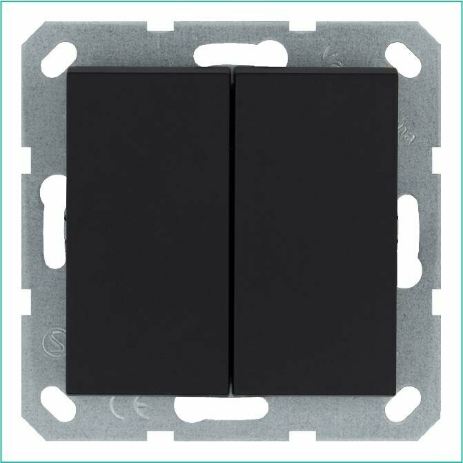 Переключатель проходной 2-кл. 10А IP20 механизм черн. матов. soft touch Jasmart G3022PB