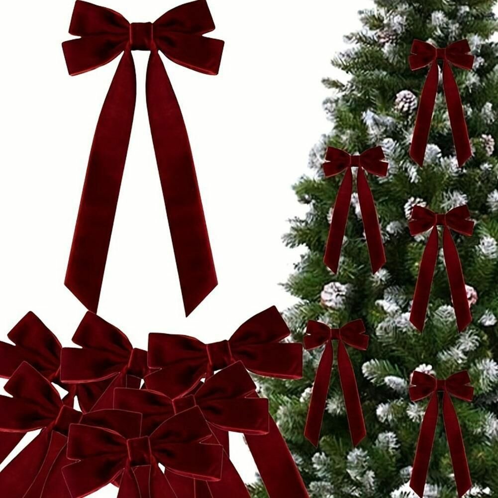 16 шт. двойных бархатных бантов, украшения для рождественского венка